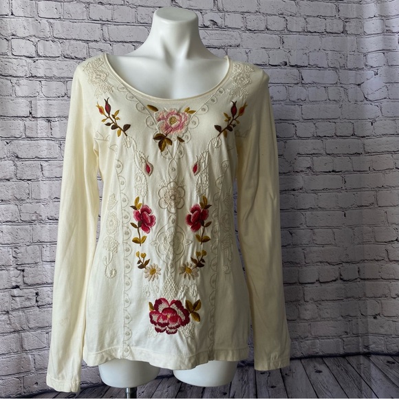 Johnny Was | Tops | Johnny Was Embroidered Long Sleeve Top Large | Poshmark